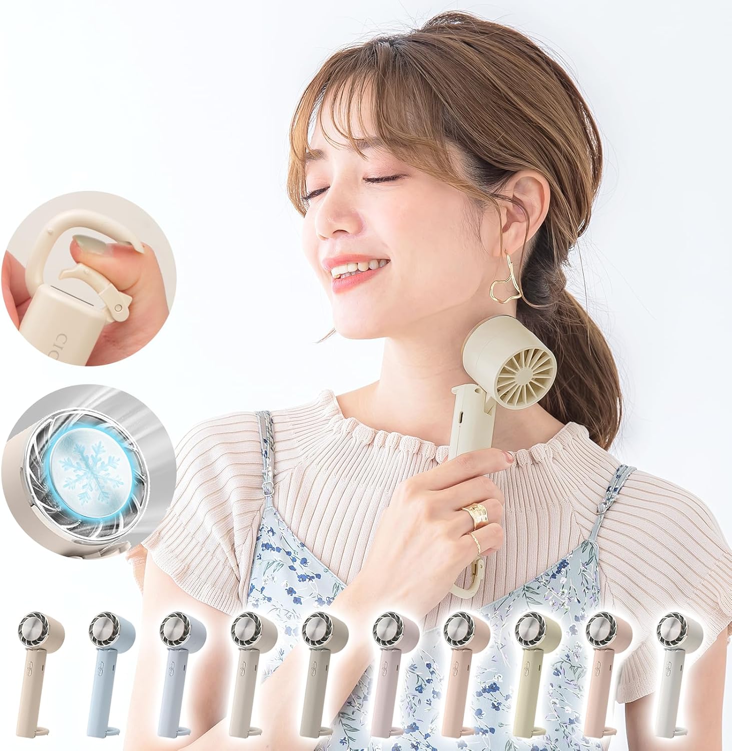 Amazon | cicibella ハンディファン 冷却プレート モバイル usb 扇風機 充電式 携帯扇風機 静音 強風 冷却ハンディ ...