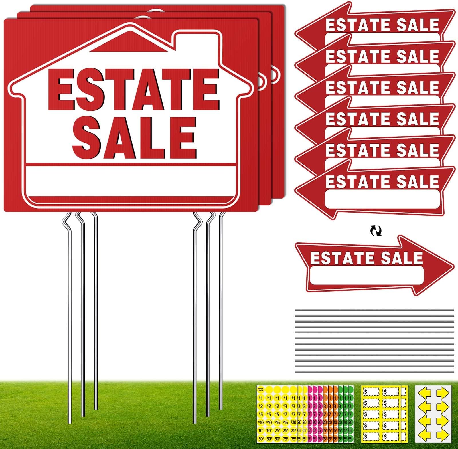 Amazon.com: 14Pcs Estate Sale Signs,17" x 13",Estate Sale Arrows Yard ...