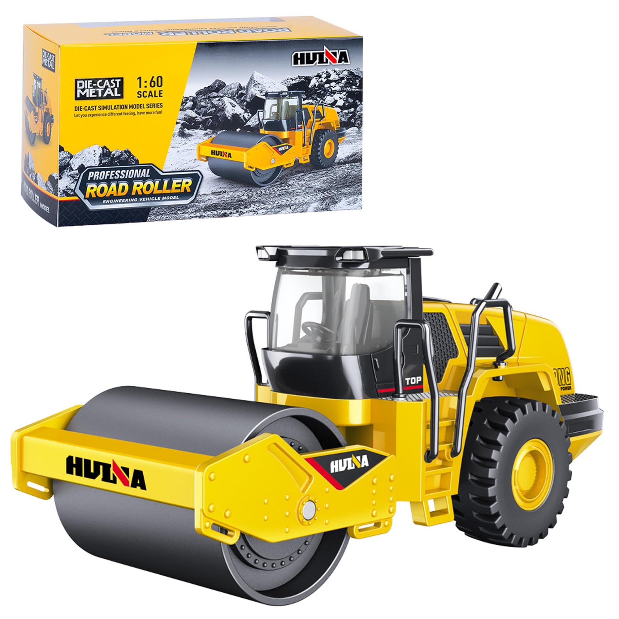 Amazon.com: Qcar 1/60 Scale Metal Large Road Roller Toy, Metal ...