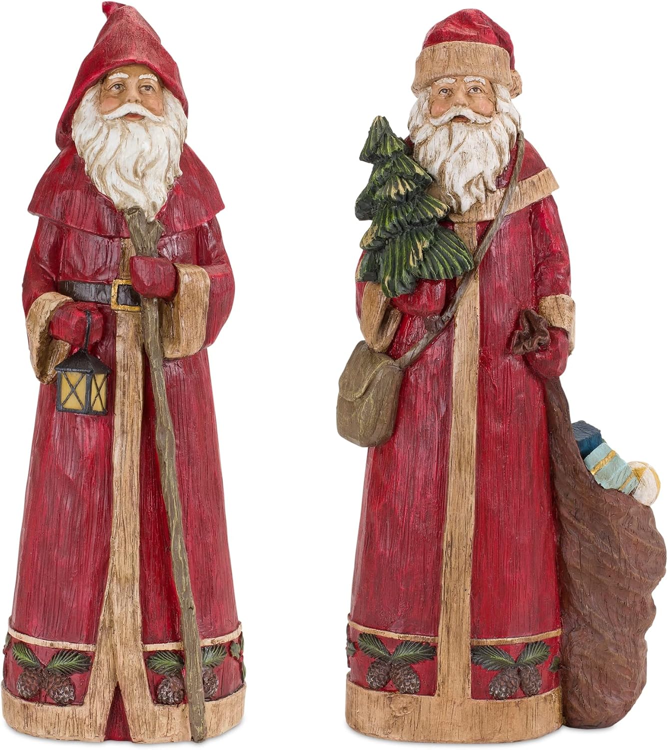 Amazon.com: Melrose Set of 2 Red and Green Santa Christmas Figurine 13 ...