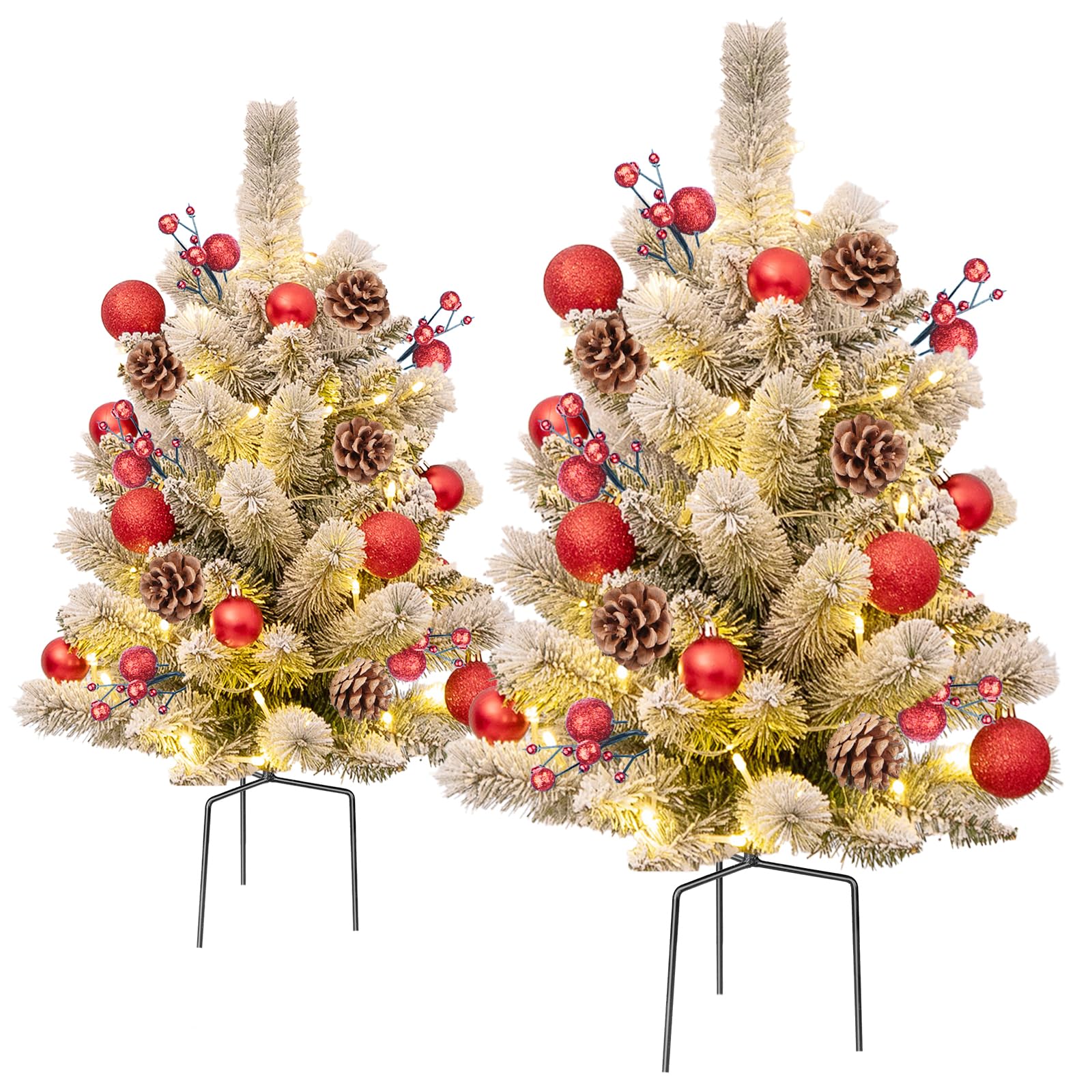 Amazon.com: 24'' Mini Artificial Christmas Tree with LED Lights, Faux ...