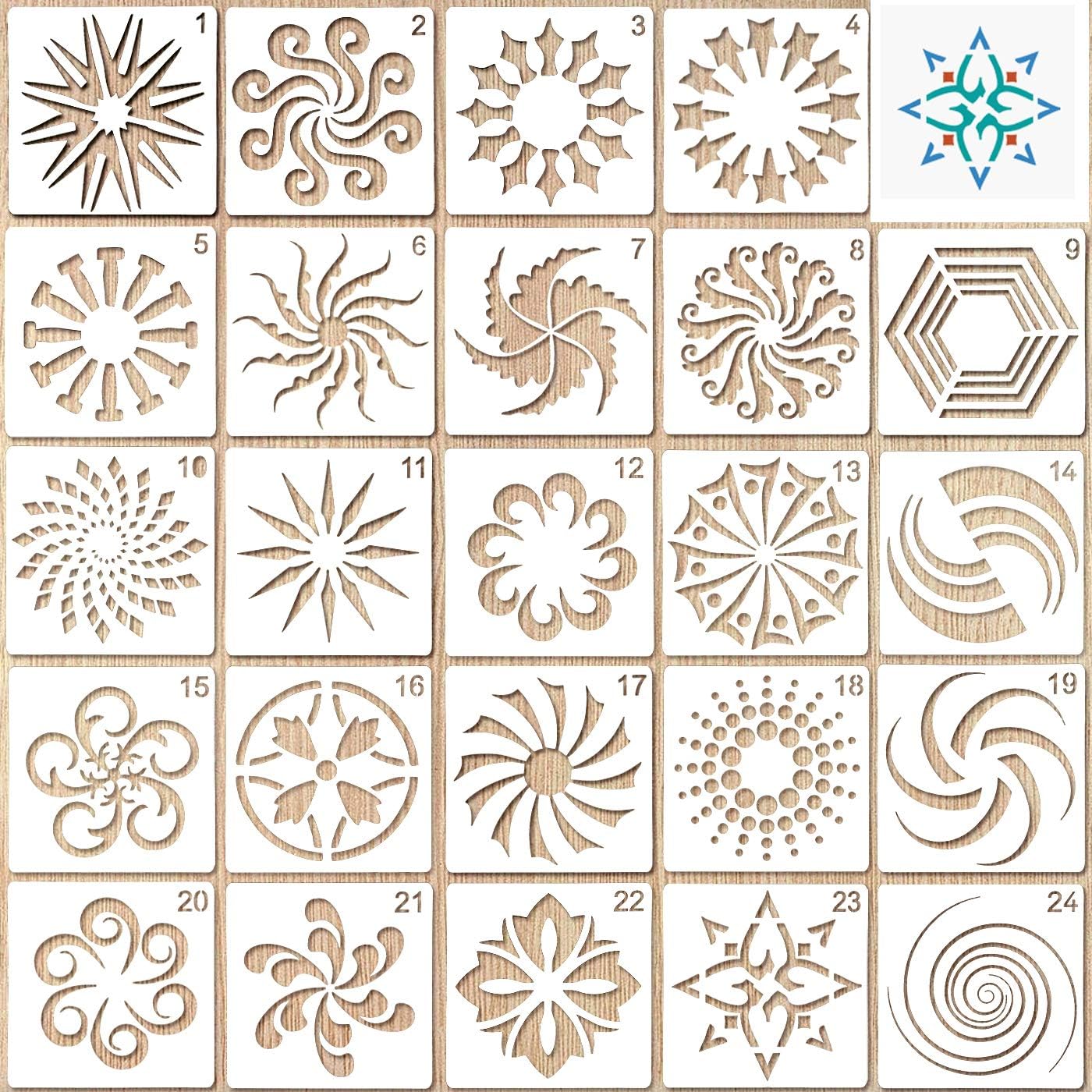 BEROZA 24 Pack Mandala Stencils Template Set, Mandala Dotting Stencils ...