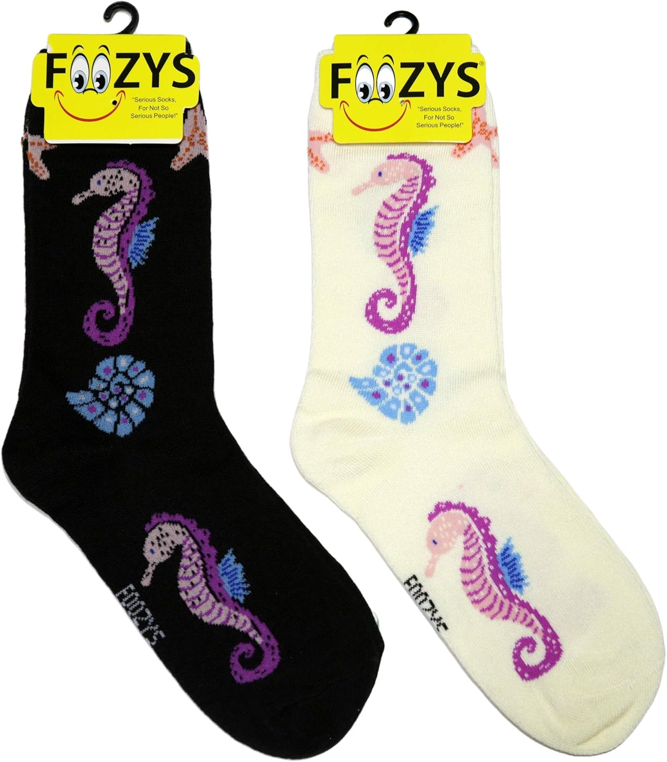 Amazon.com: Foozys Women’s Crew Socks | Cute Seahorse Island Oasis ...