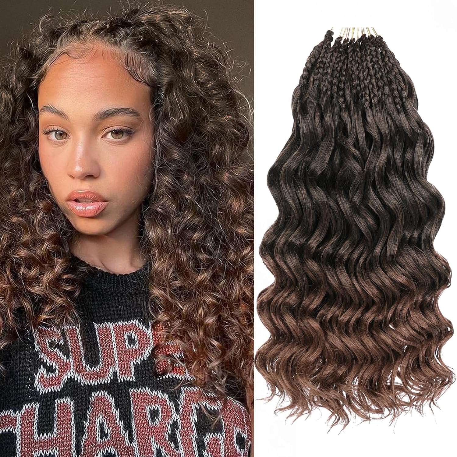 Amazon.com : Leeven 14 Inch 8 Packs Boho Ocean Wave Crochet Hair Pre ...