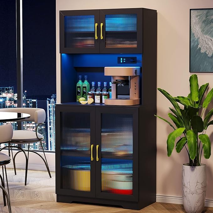 Amazon.com - LVSOMT 67" LED Storage Cabinet with Charging Station ...