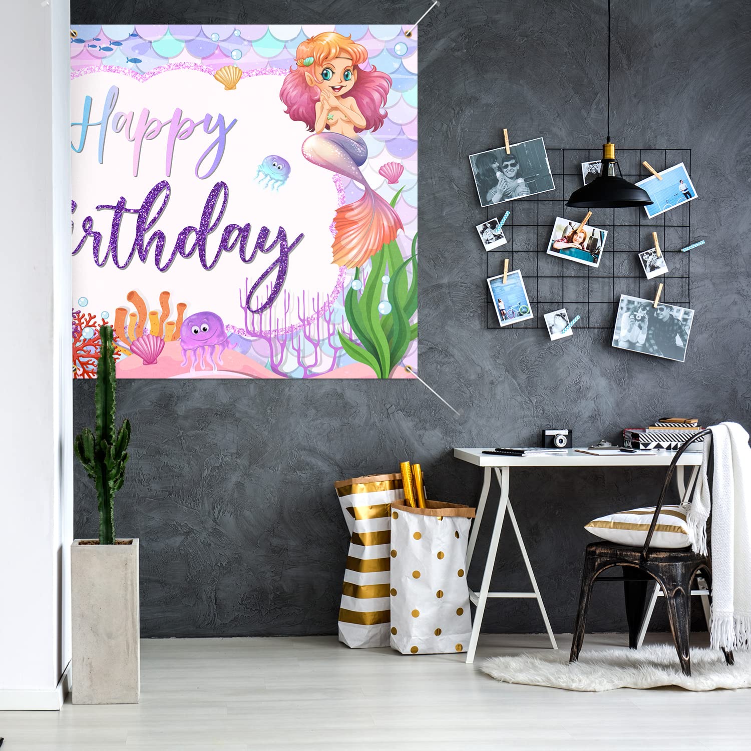 Mermaid Happy Birthday Banner Mermaid Mermaid Birthday Banner Under The ...