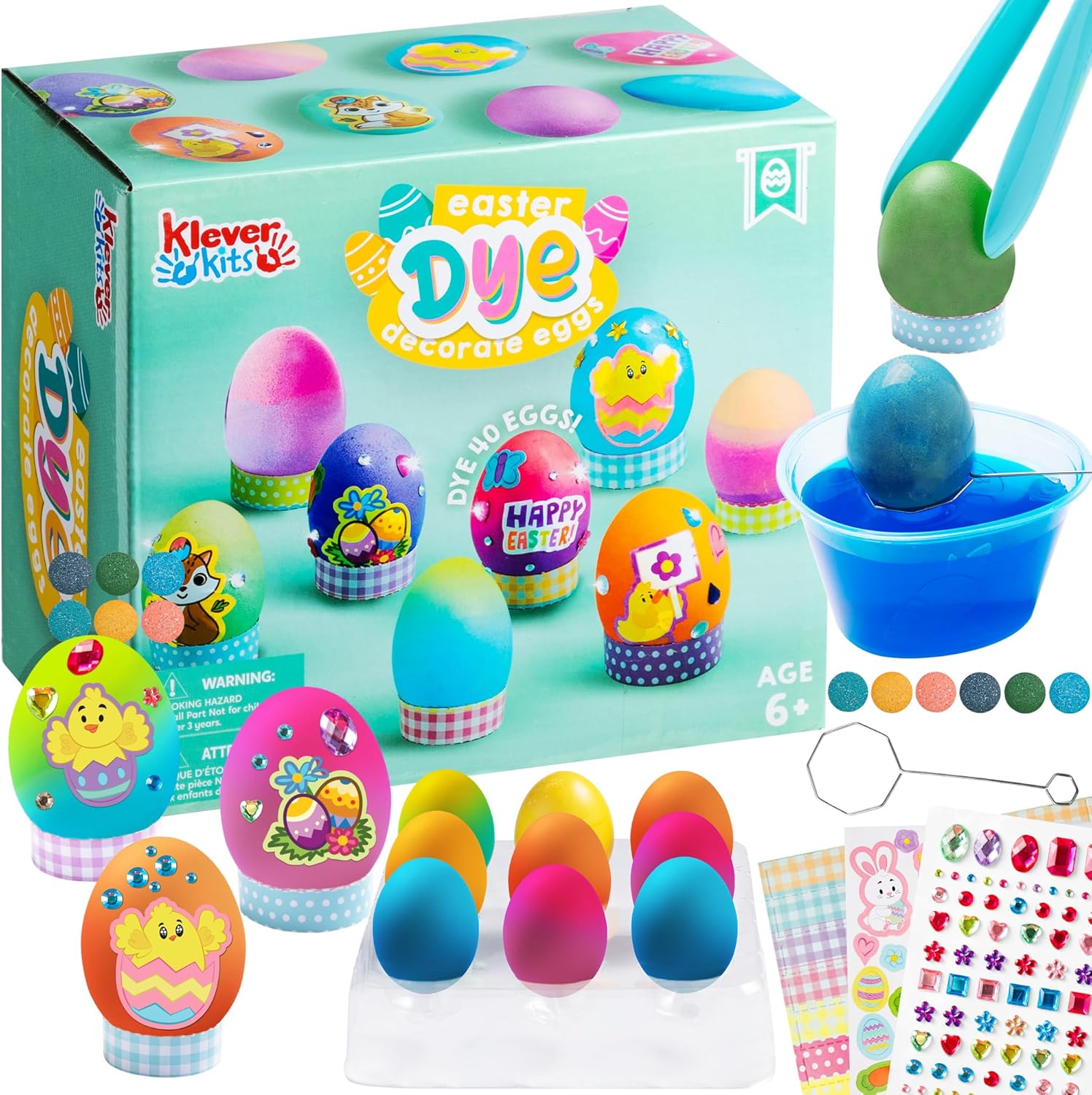 Klever Kits 20Pcs DIY Easter Egg Decorating Kit, Easter Egg Dye Kit with Gradient Color Tablets ...