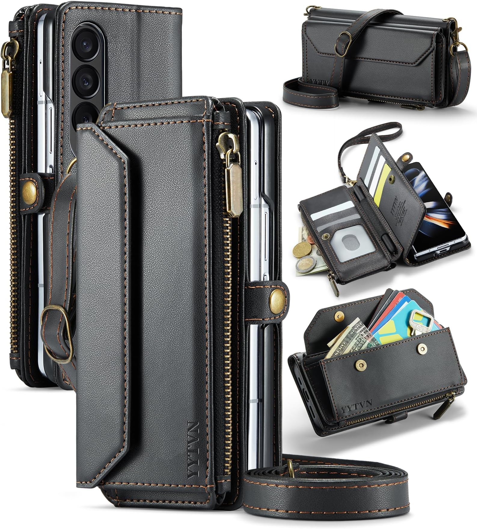 Amazon.com: YYTVN for Samsung Galaxy Z Fold 4 Wallet Case with Zipper ...