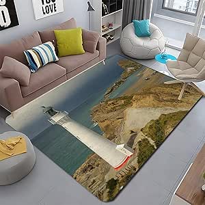 Amazon.com: Lighthouse Rug & Home Decor - Living Room Rug, Seascape ...