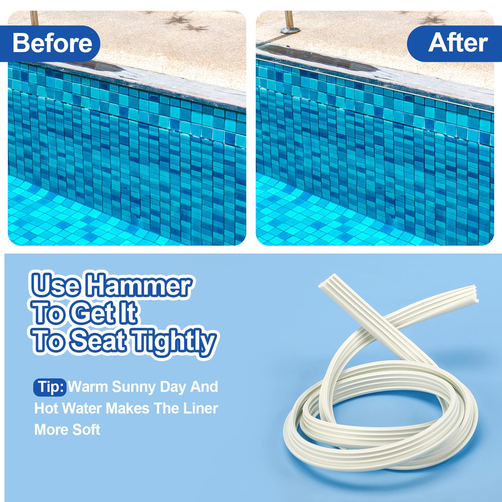 Blue Pool Liner Lock FBULWSEC 120'ft Swimming Pool Liner Lock - Bead ...
