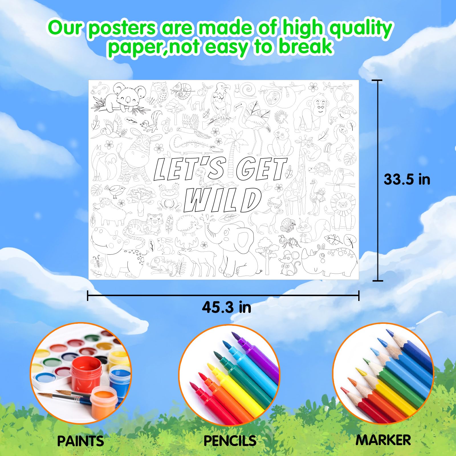 Snapklik.com : Jungle Safari Animals Giant Coloring Poster For Kids ...