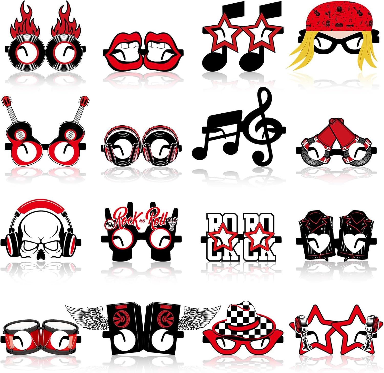 Amazon.com: Pajean 32 Pcs Rock and Roll Party Decorations Eyeglasses ...