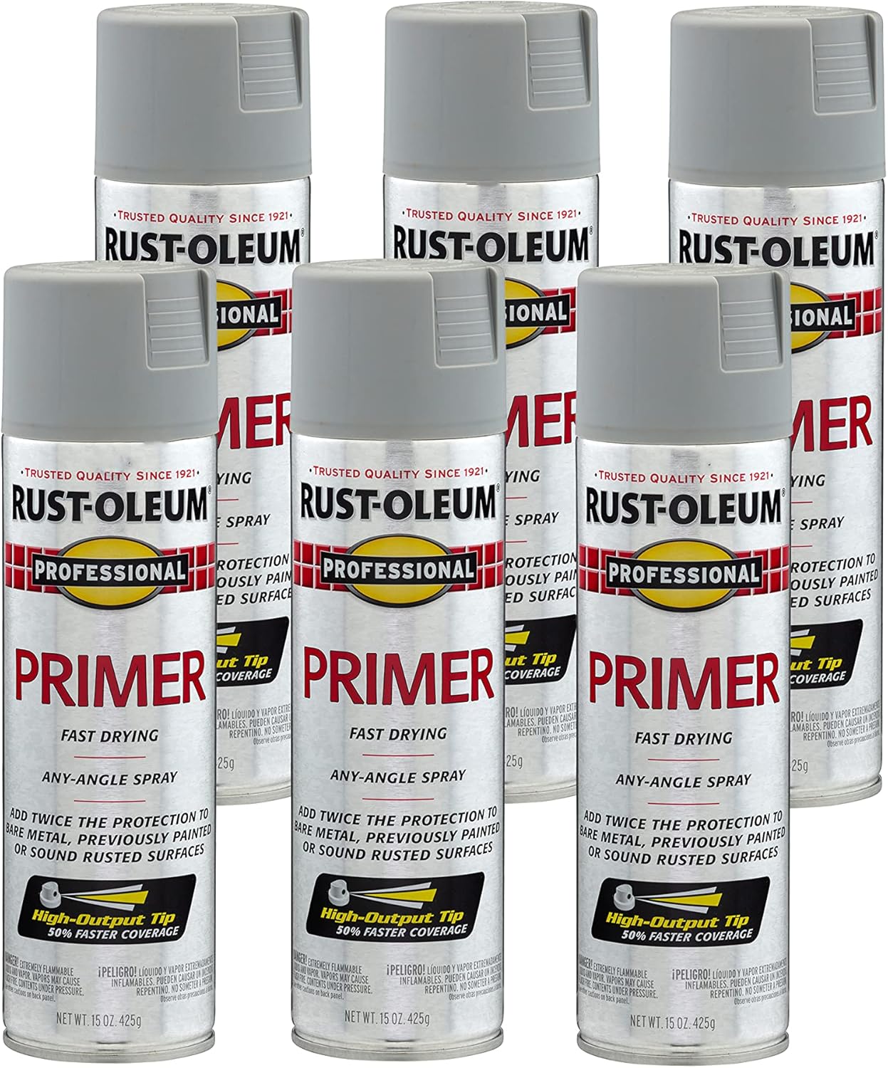 Rust-Oleum 7582838-6PK Professional Primer Spray, 15 Oz, Flat Gray, 6 ...