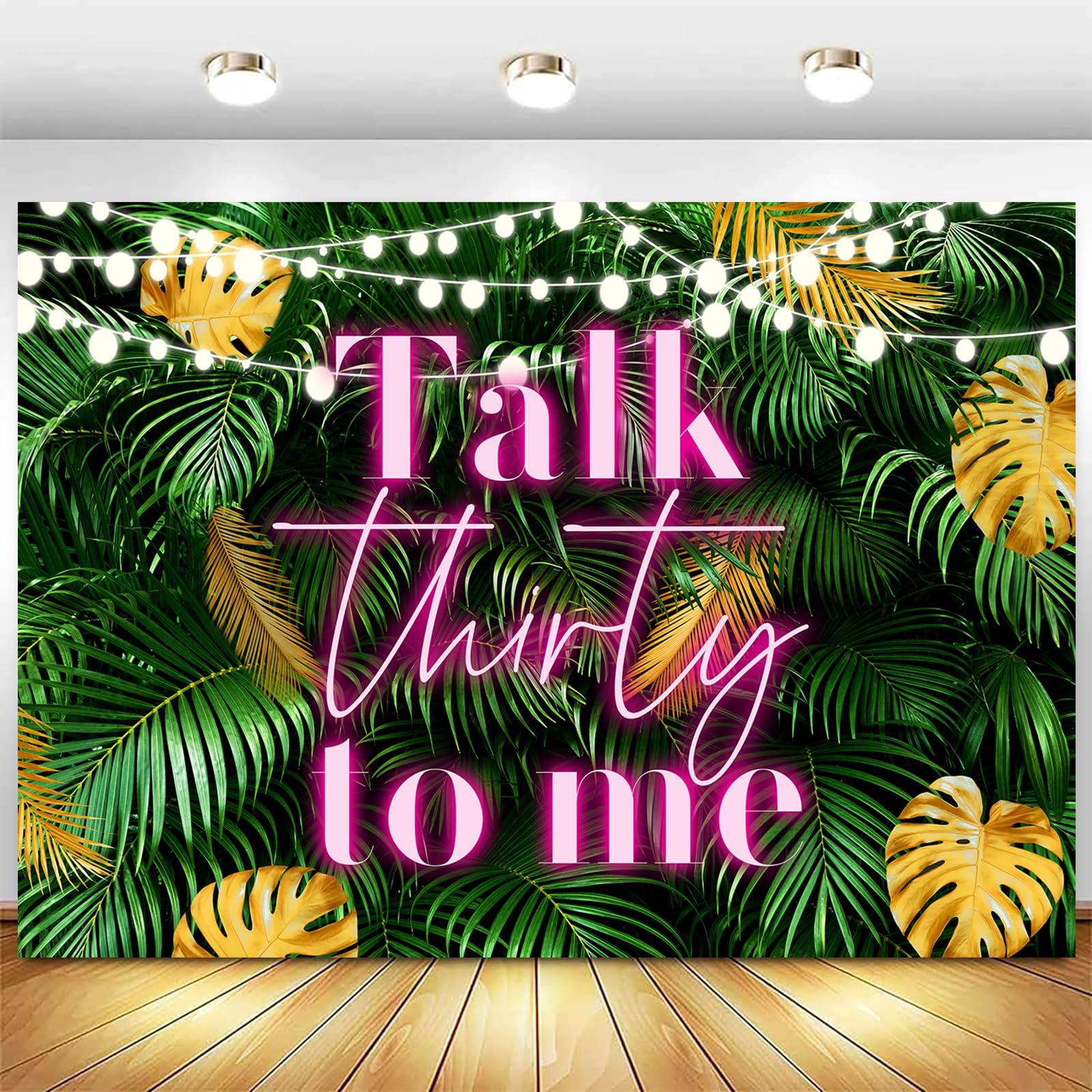 Amazon.com : InMemory Green Neon Sign Talk Thirty to Me Backdrop for ...