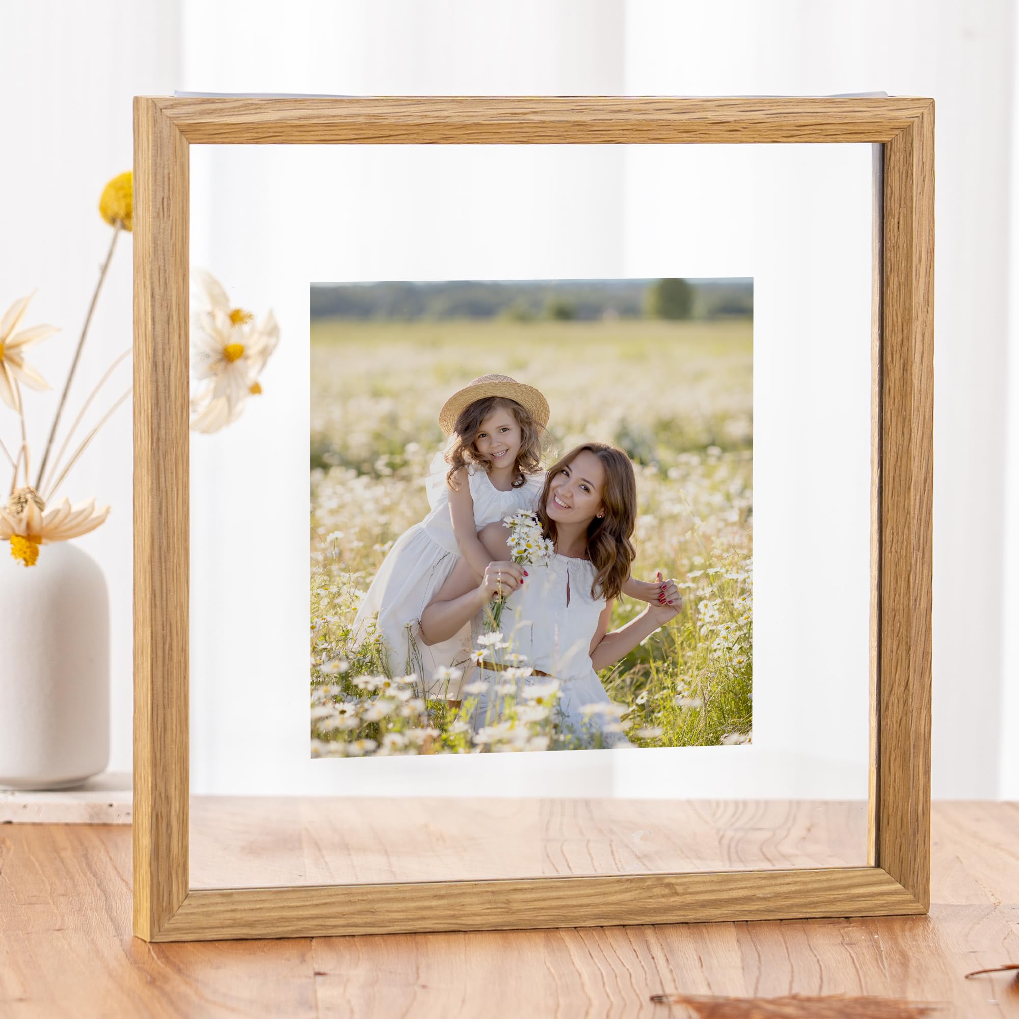Amazon.com - Axeman 10x10 Floating Picture Frame -Solid Oak Wood Square ...