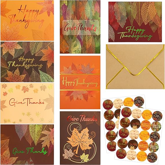 Amazon.com : Fancy Land Glitter Thanksgiving Greeting Cards with ...