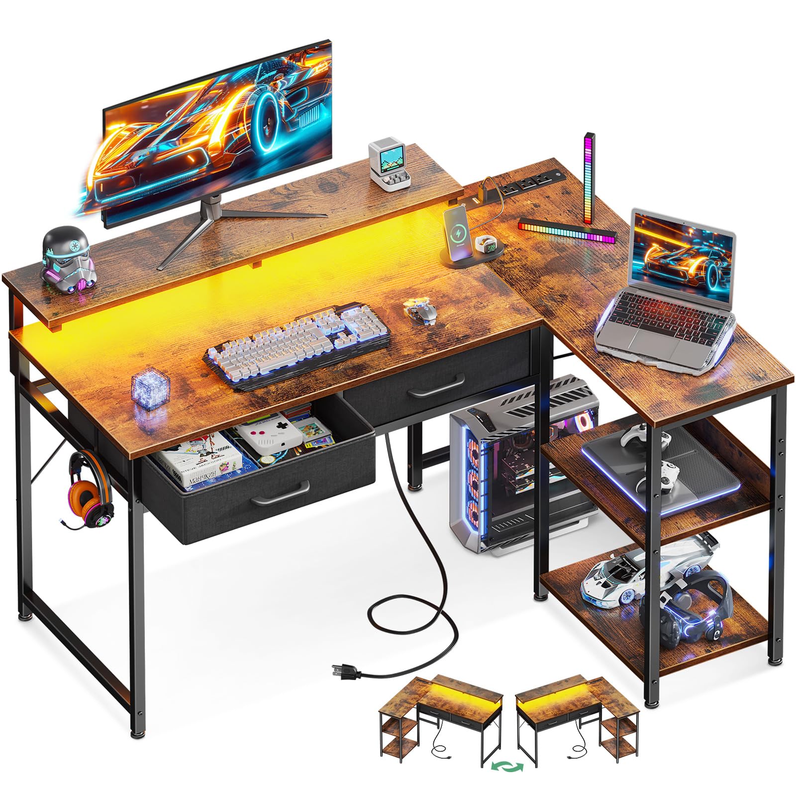 Snapklik.com : Coleshome 40 Inch L Shaped Gaming Desk
