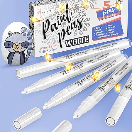 White Paint Pen, 6 Pack 0.7mm Acrylic White Permanent Marker White ...