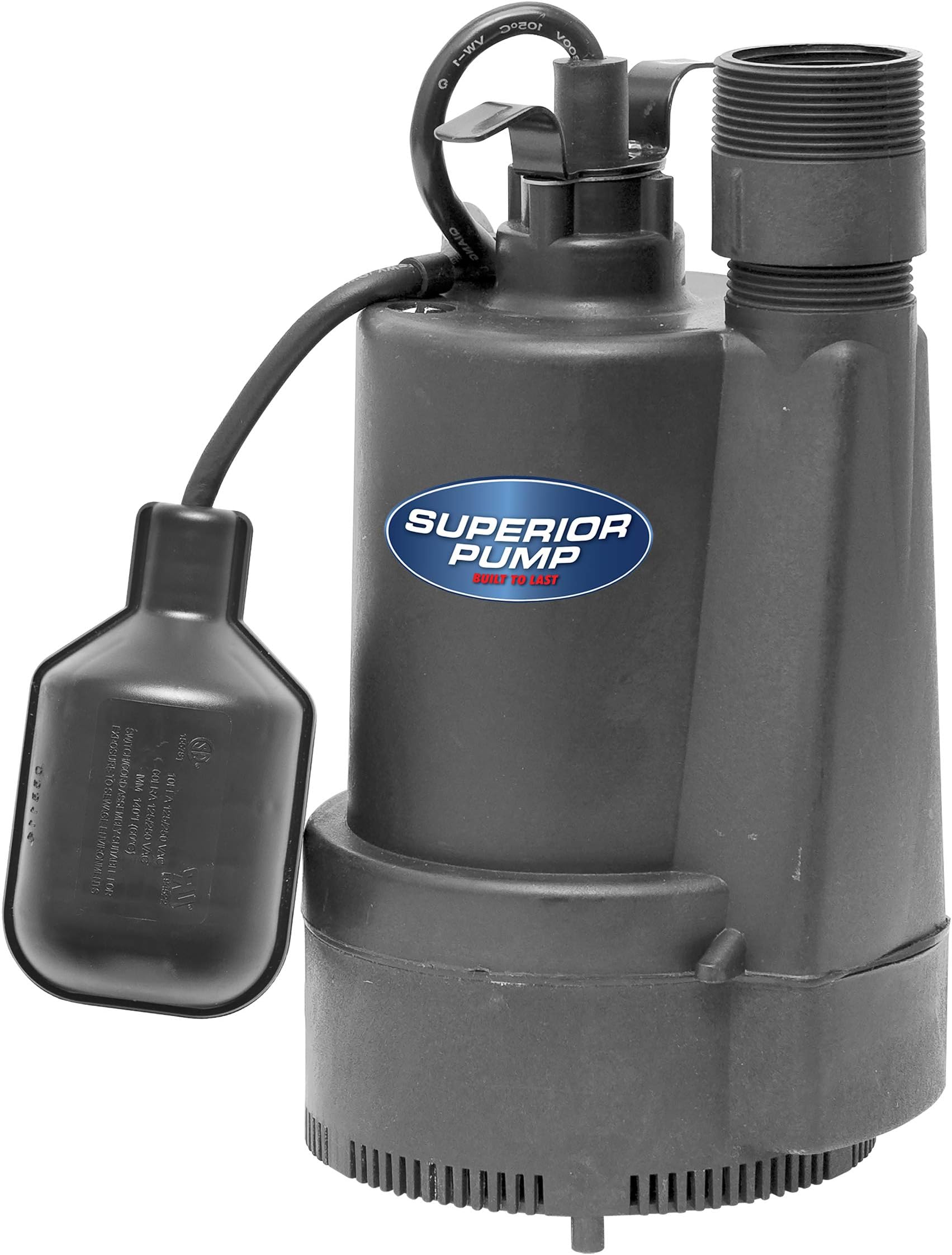 Ace 1/3 HP 3540 gph Aluminum Submersible AC Sump Pump with Vertical ...