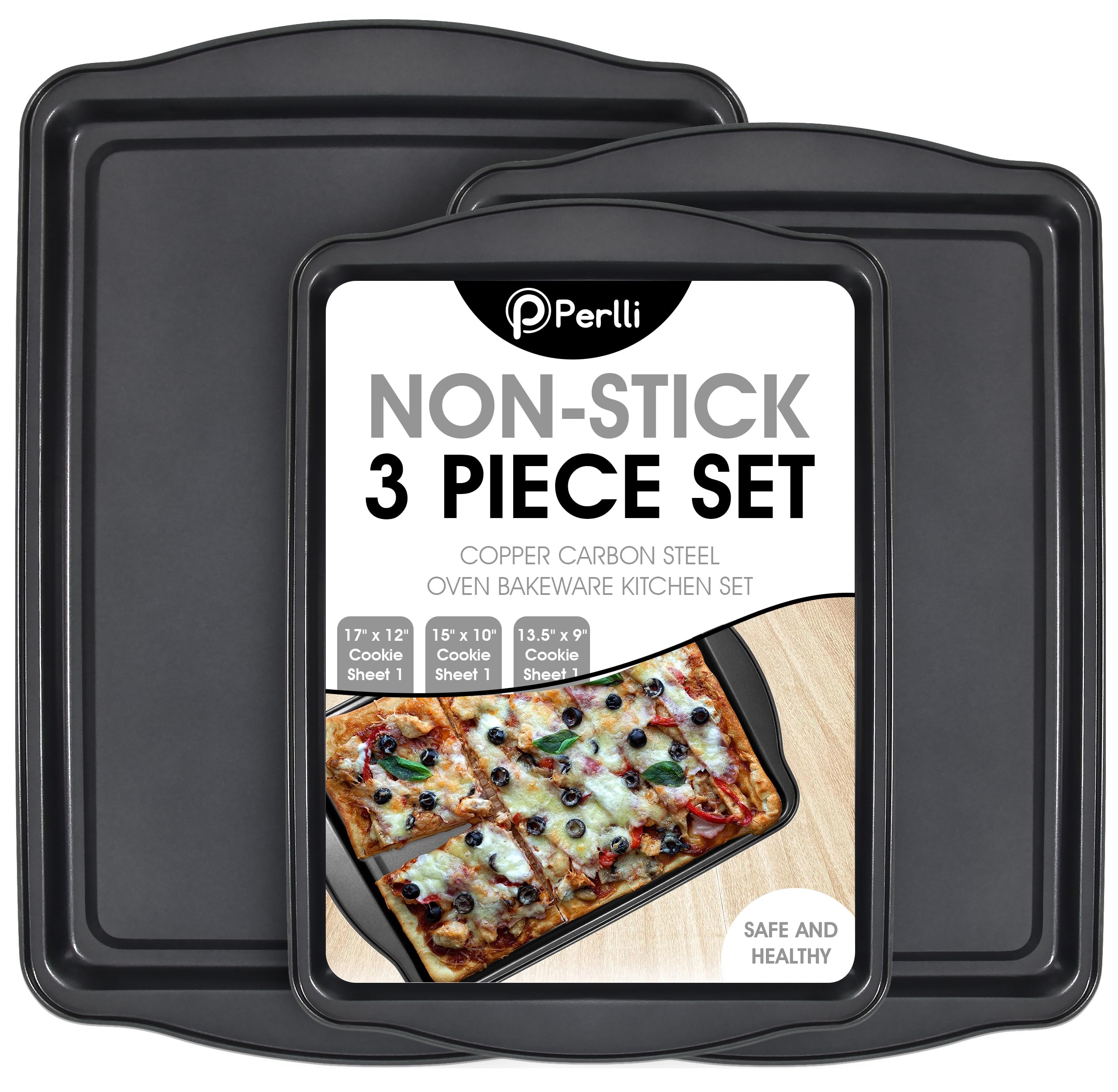 Amazon.com: Perlli Cookie Sheets for Baking Non Stick Oven Pan Tray ...