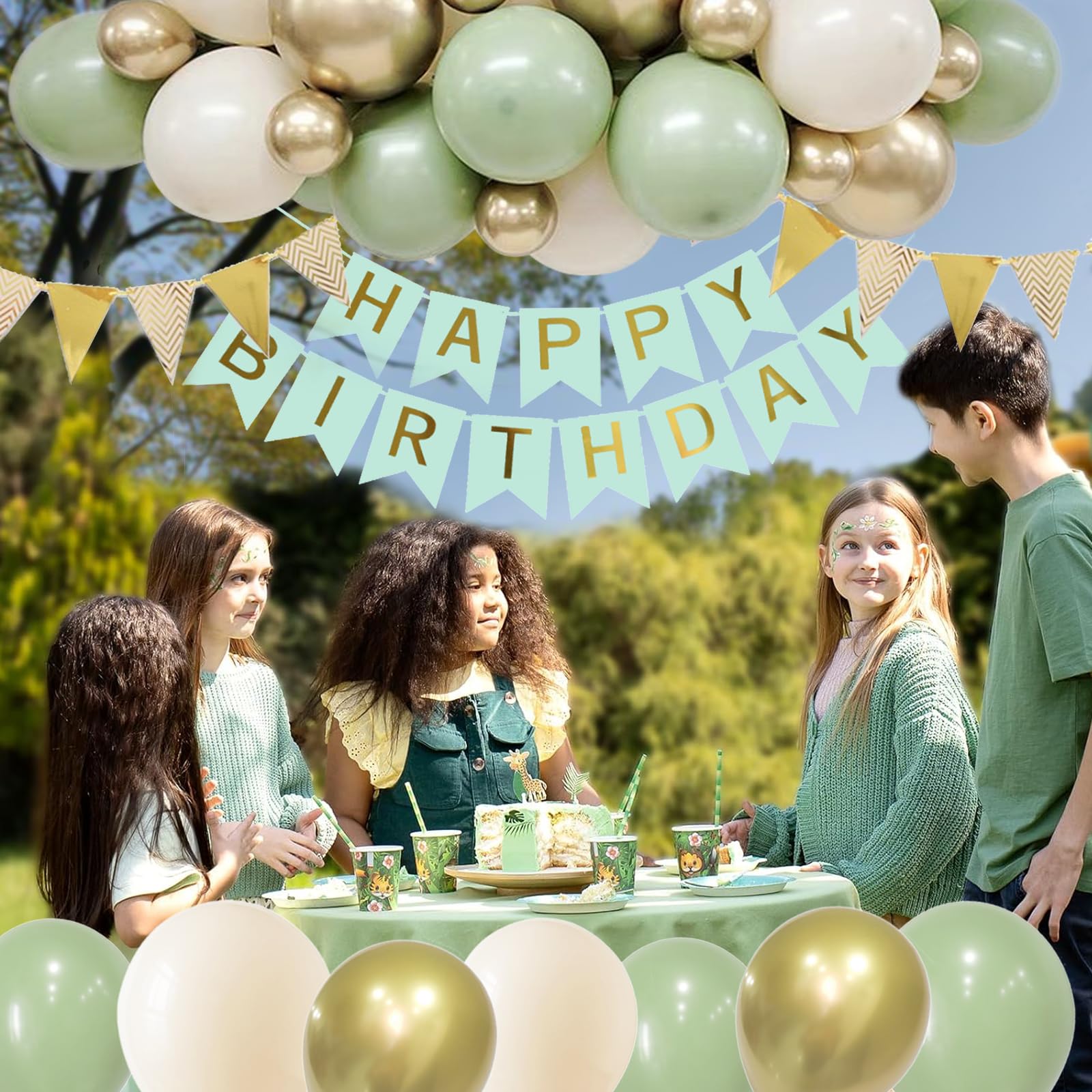 Theme Party Decor Sage Green Birthday Decorations Kit - Balloon Garland ...