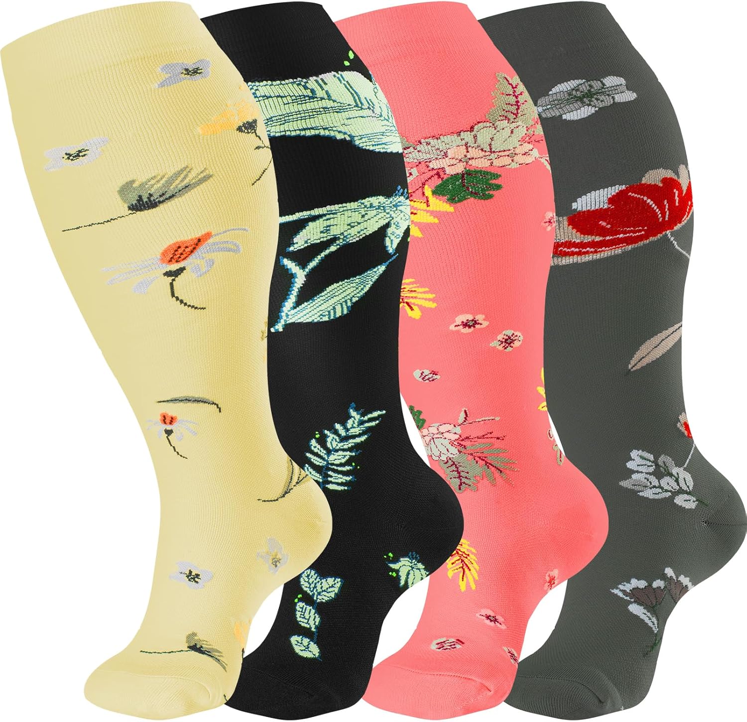 Amazon.com: bropite 4 Pairs Plus Size Compression Socks for Women & Men ...