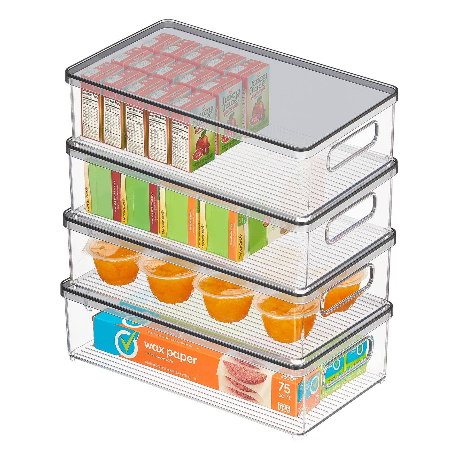 mDesign Plastic Stackable Kitchen Cabinet Storage Bin Box with Handles ...