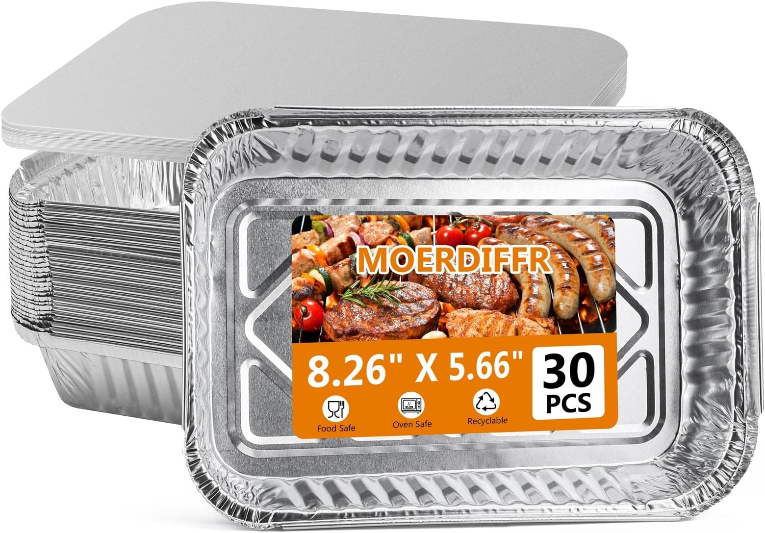 MOERDIFFER 30Pcs Aluminium Foil Baking Trays, Disposable Aluminium Foil ...