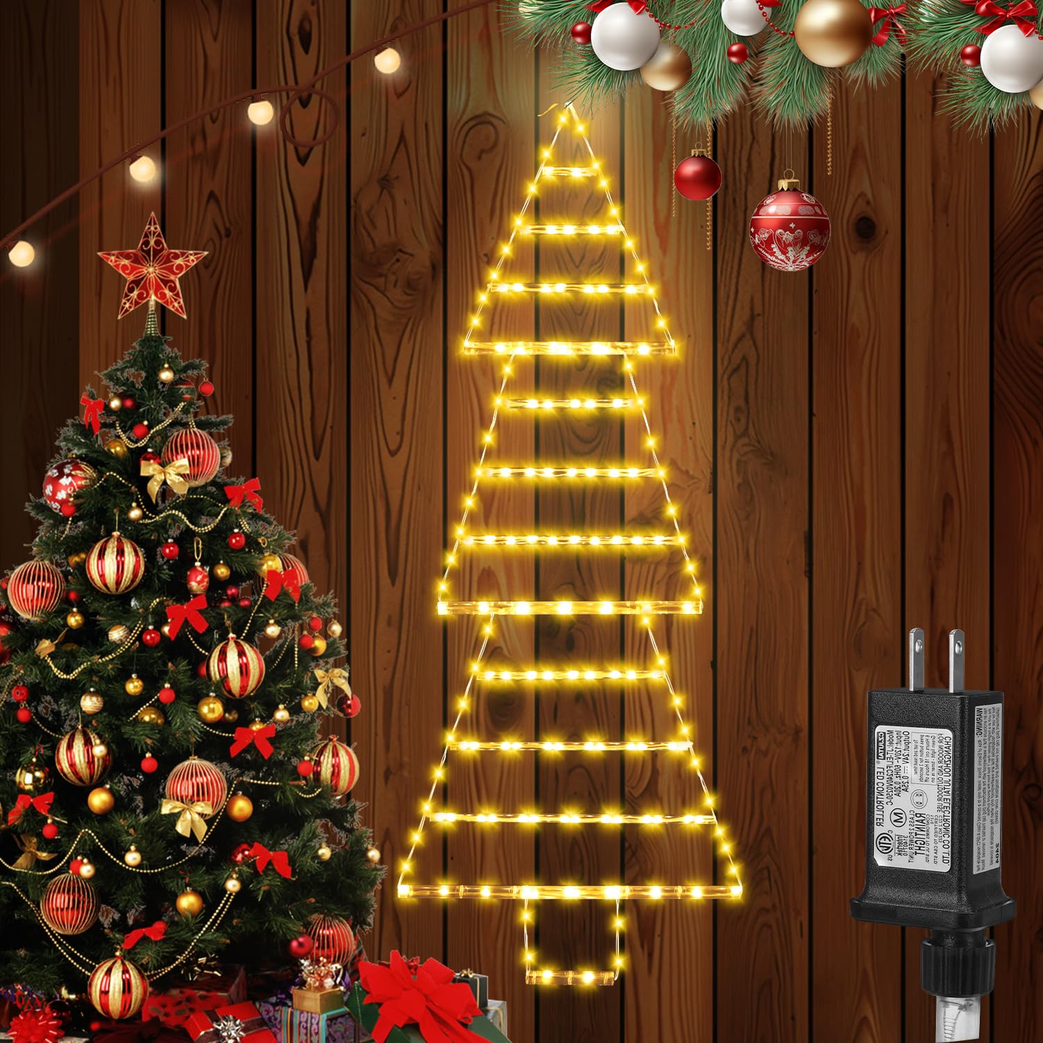 (New) Christmas Lights, LED Ladder Lights, 4.8ft Christmas Tree Hanging ...
