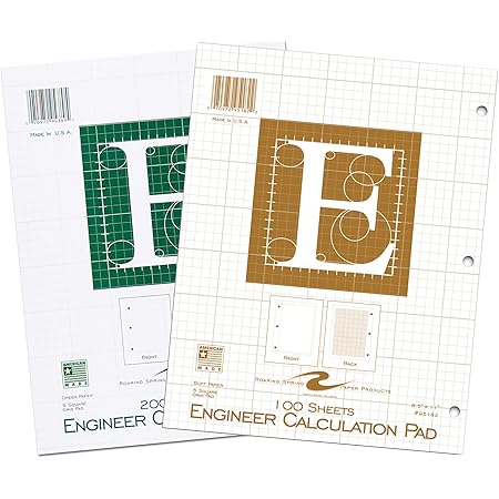 Amazon.com : ROARING SPRING 5x5 Grid Buff & Green Paper Engineering Pad ...