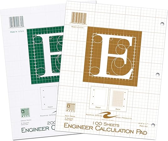 Amazon.com : Roaring Spring 5x5 Grid Buff & Green Paper Engineering Pad ...