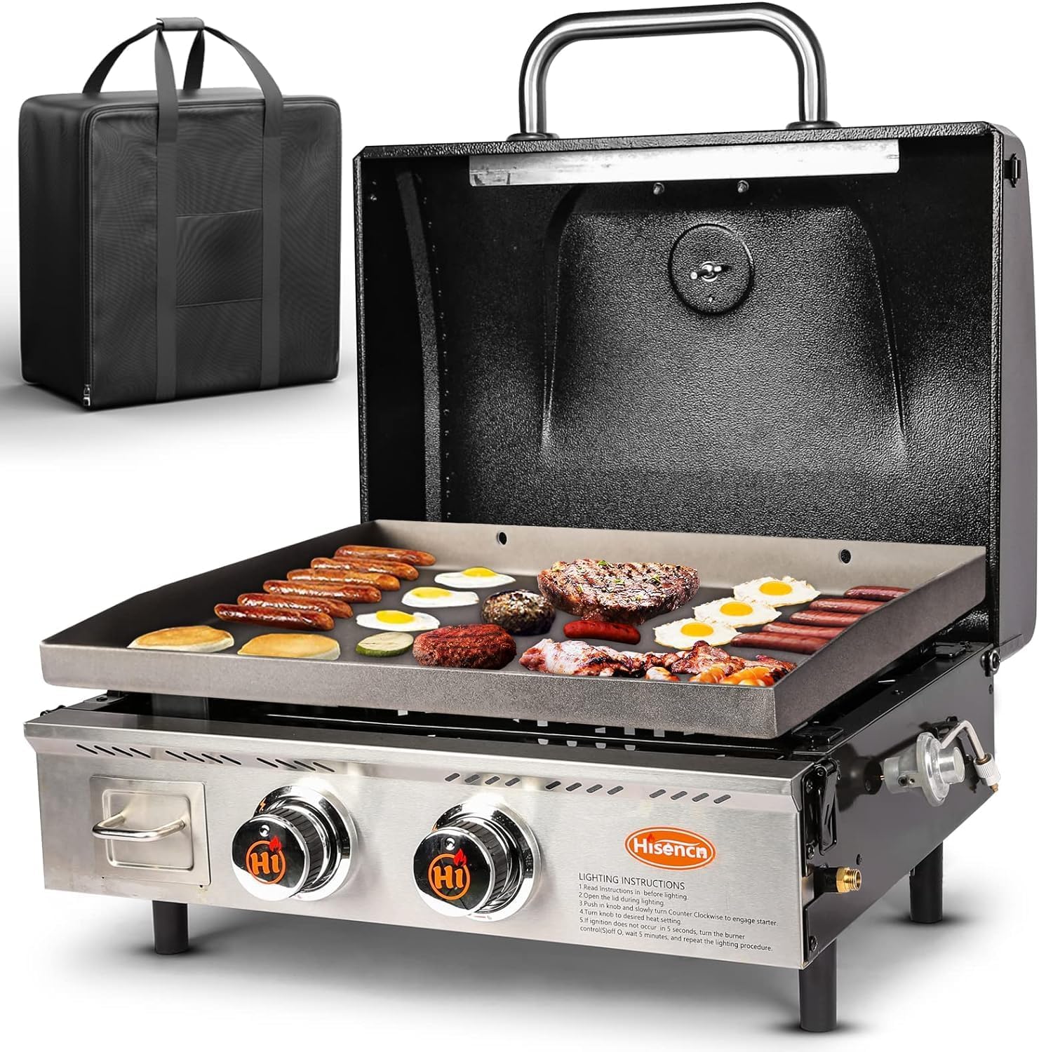 Amazon.com : Hisencn Portable Flat Top Grill Propane Gas Grill for ...