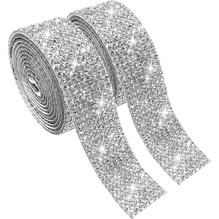 Amazon.com: GUGANEL Self Adhesive White Crystal Rhinestone Ribbon ...