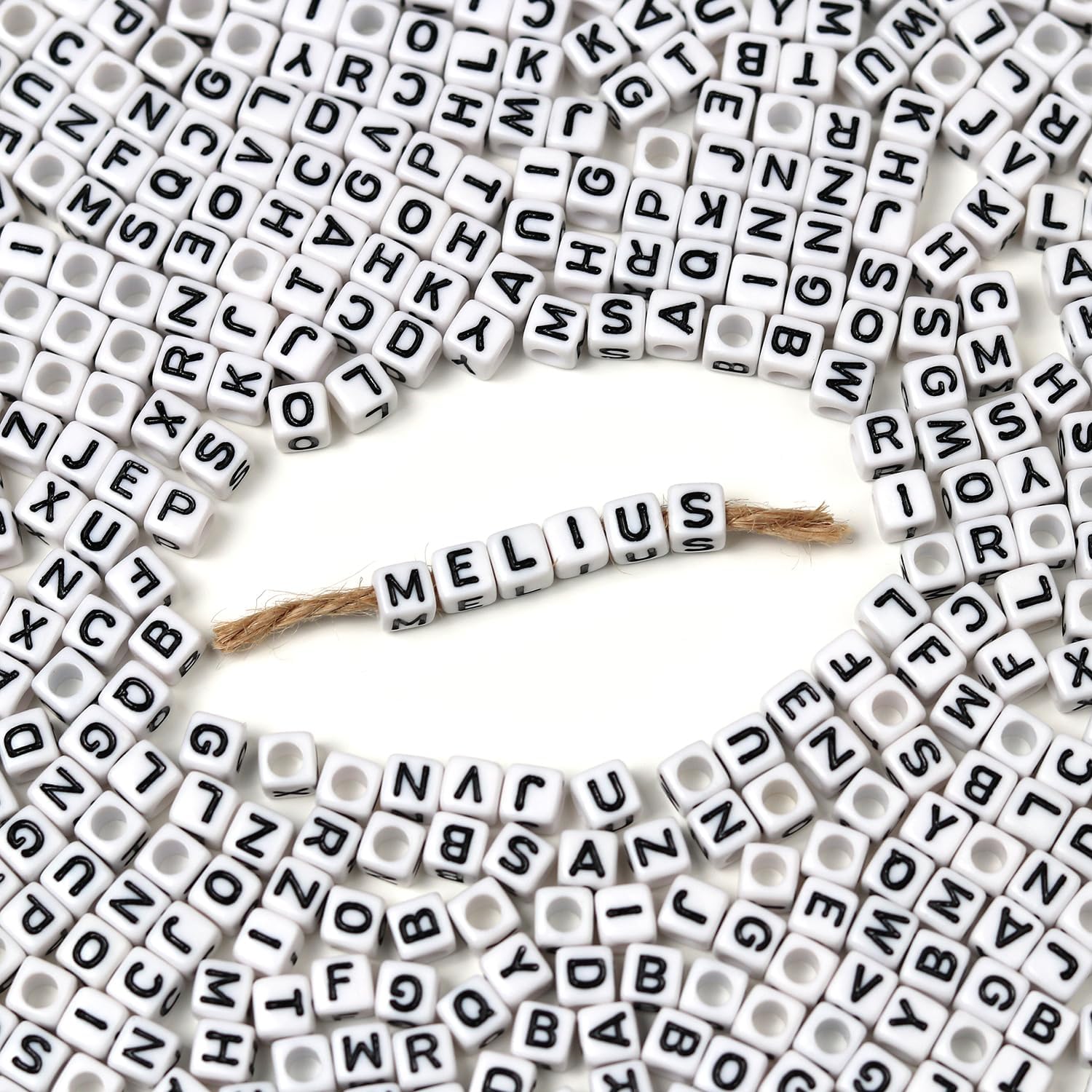 Amazon.com: Amaney Letter Beads E 100pcs 6x6mm White Square Acrylic ...
