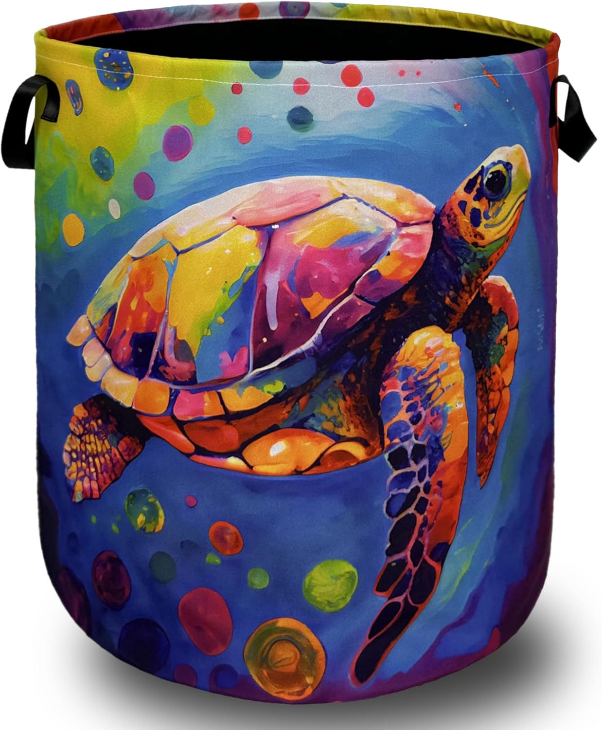 Amazon.com: Colorful Sea Turtle Laundry Basket Foldable With Handles ...