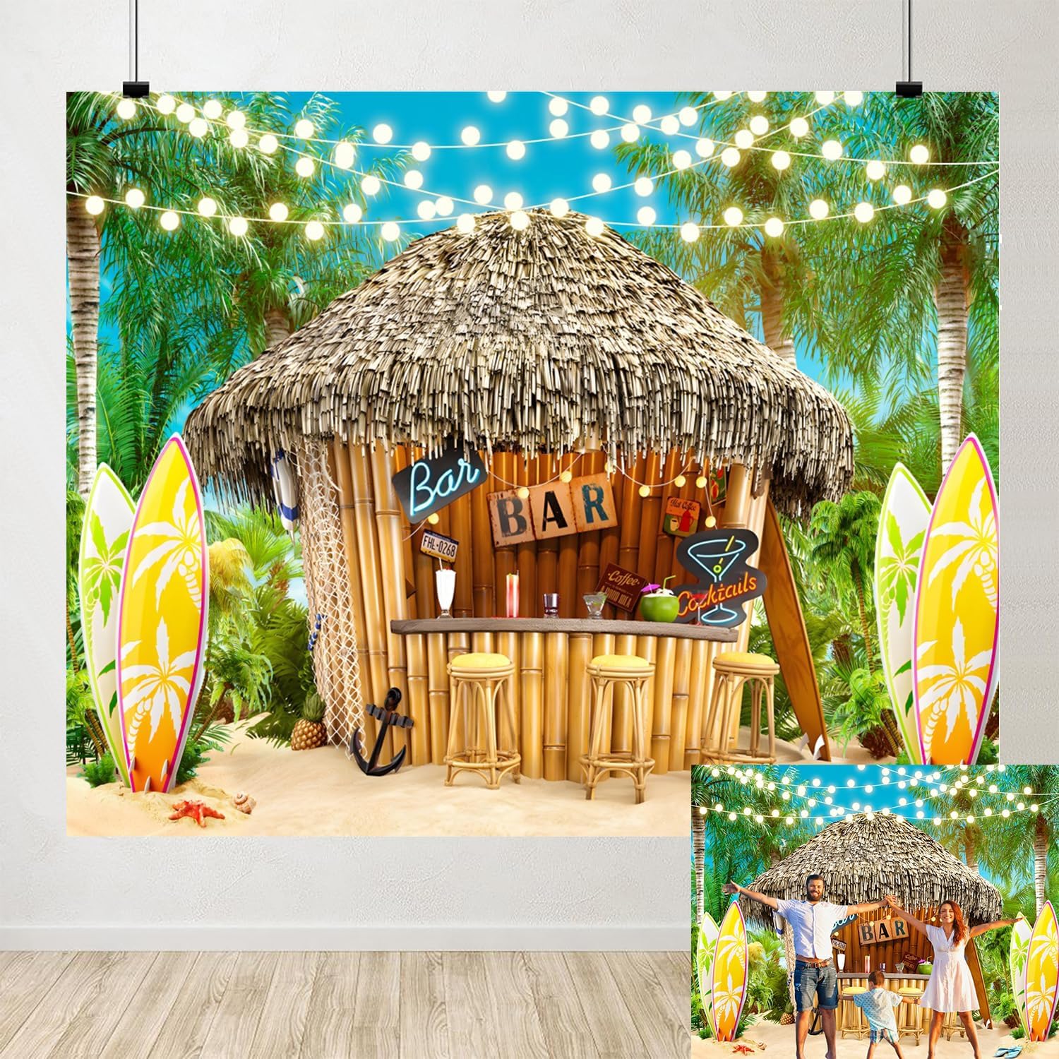 Amazon.com : Summer Beach Backdrop Tropical Palm Tree Blue Sky Dessert ...