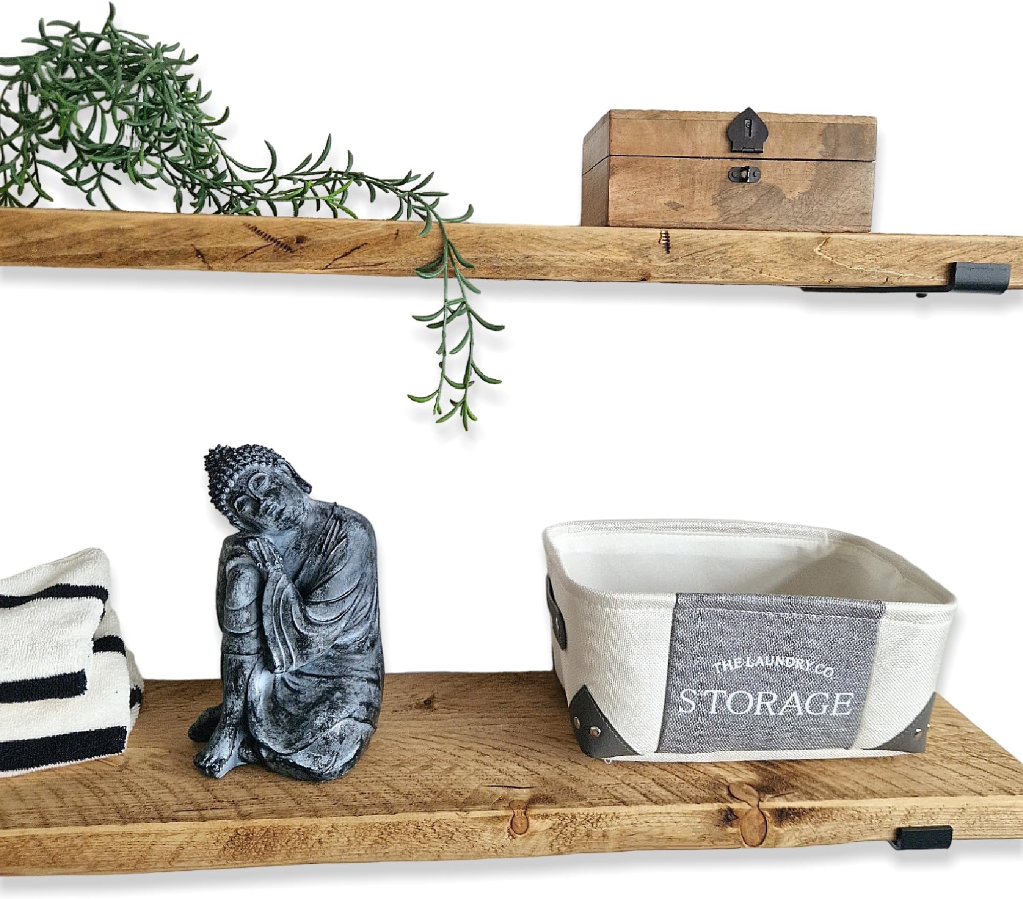 Rustic Shelf, 60 cm Long, Rustic Wall Mounted Shelf Board with Seated L ...