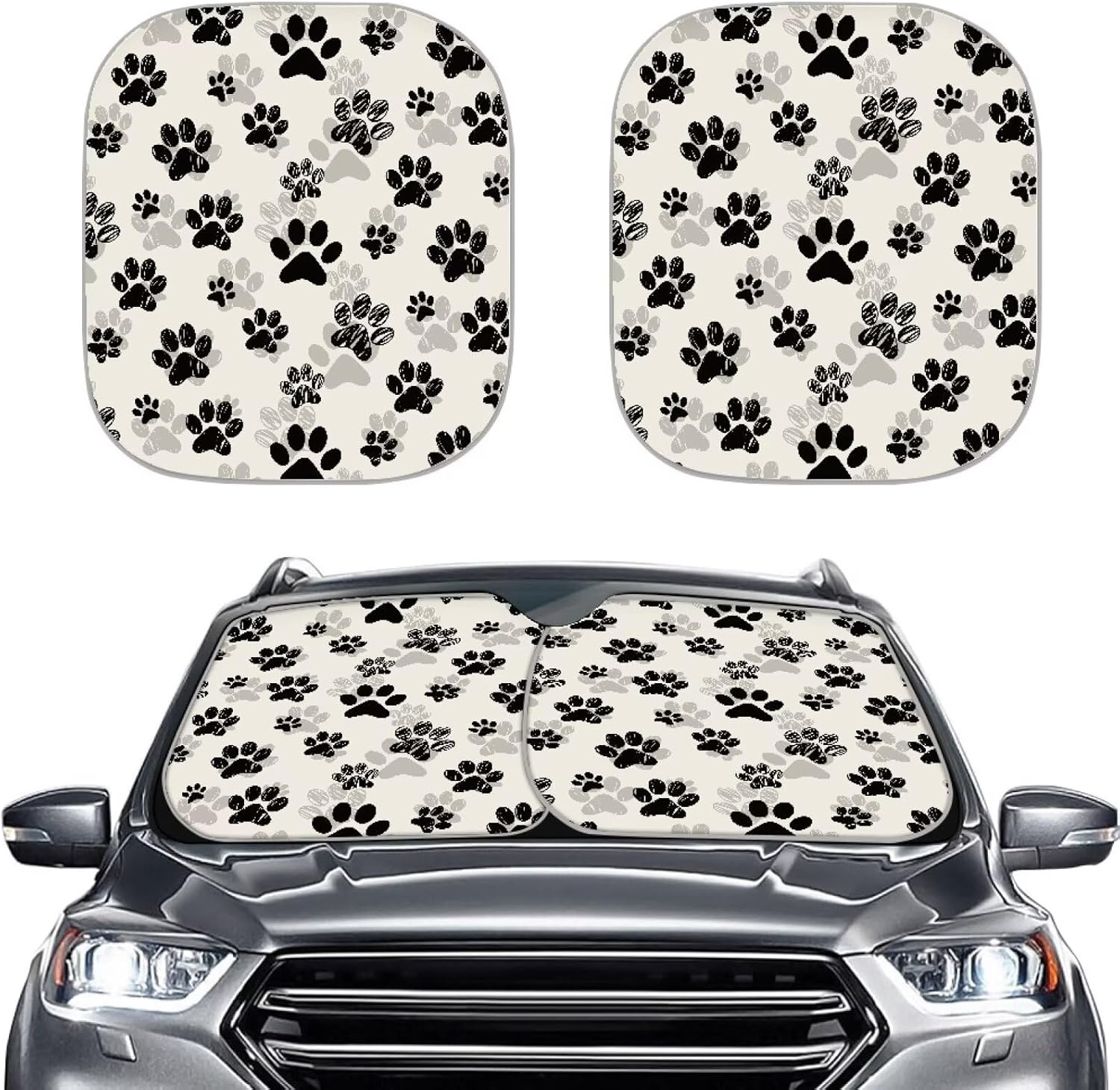 Amazon.com: Qiyupavto 2-Pcs Black Dog Paw Print Sun Shade for Car ...