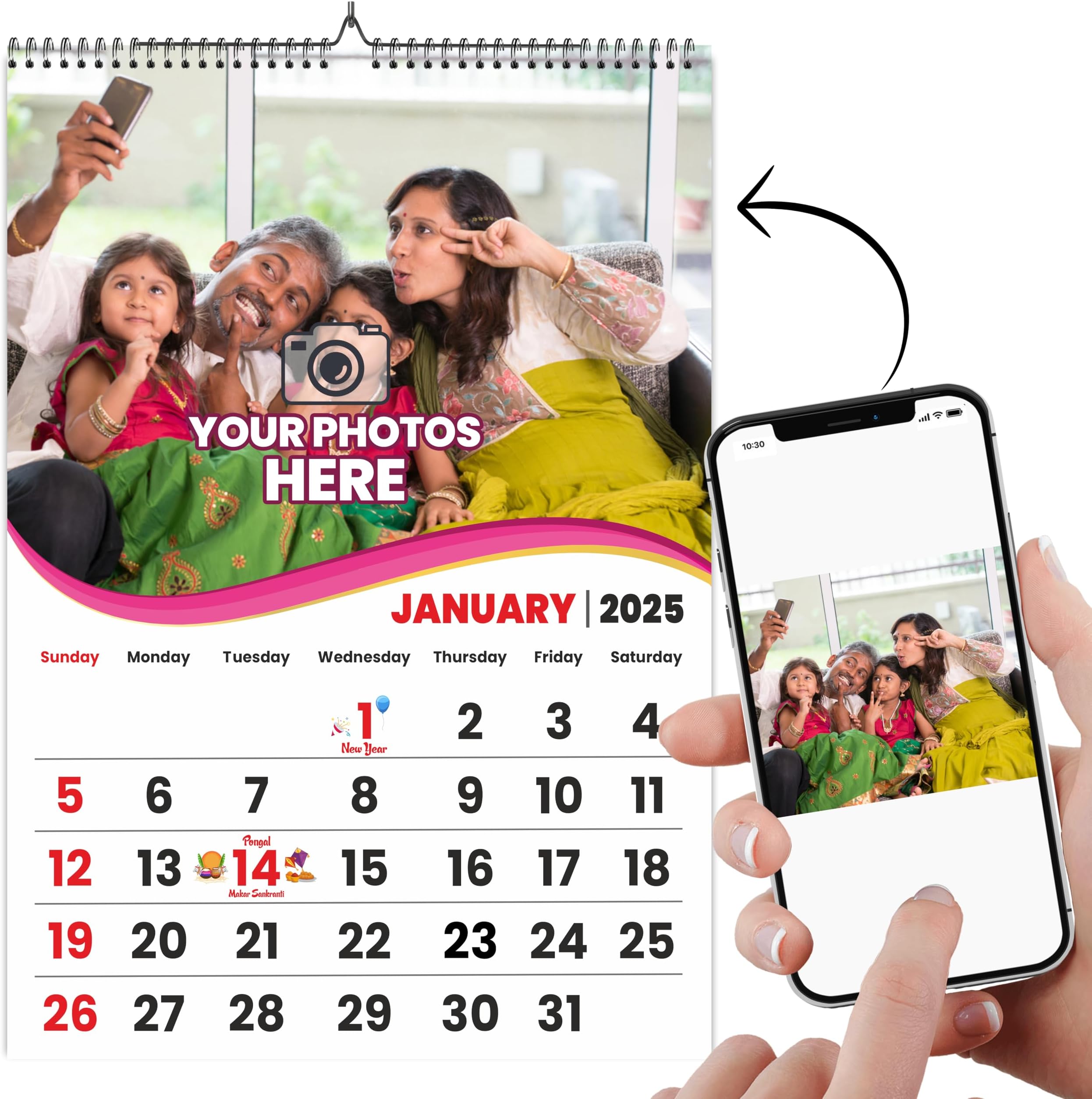 PRINTFIXELS 2025 Customized Photo Calendar | Personalized Wall Hanging ...