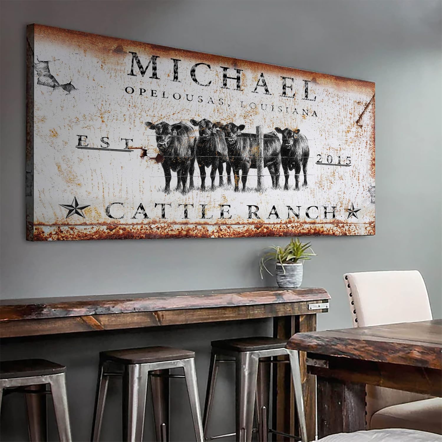 Amazon.com: TAILORED CANVASES Personalized Cattle Ranch Sign Wall Art ...
