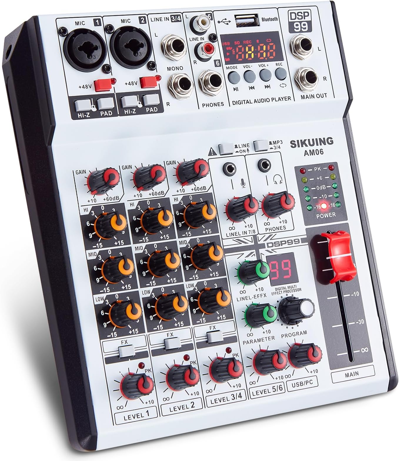 Audio Mixer,6 Kanal Mixer Board für Streaming, Professioneller Sounds ...