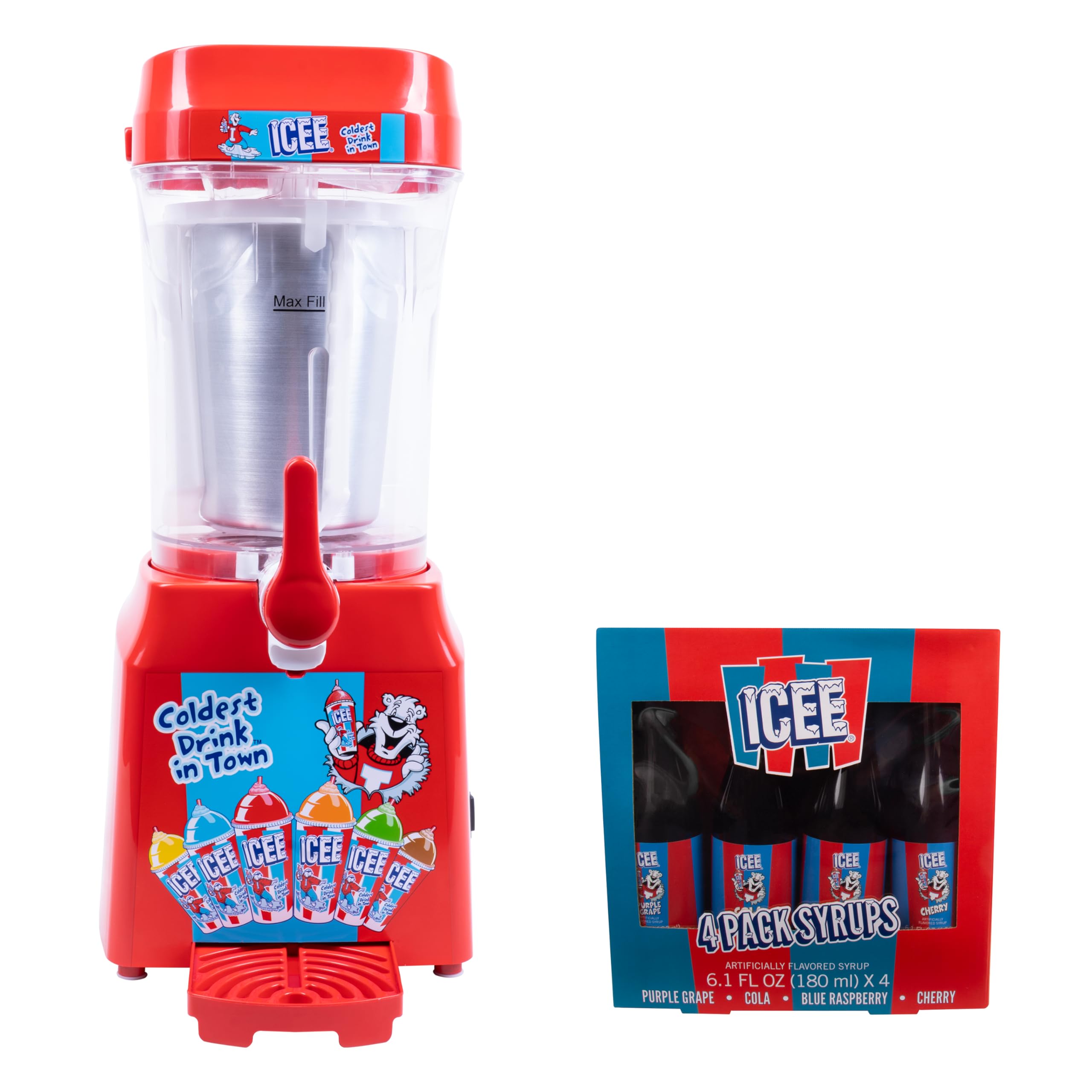 Amazon.com: ICEE Home Countertop Slushie Maker & 4-Pack Syrups Bundle ...