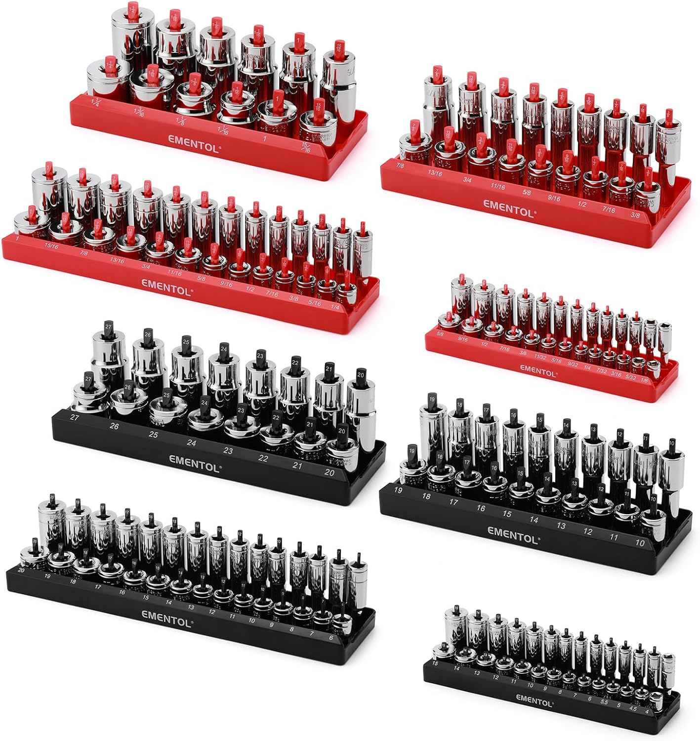 Amazon.com: EMENTOL 8PCS Metric and SAE Socket Keeper Set - Black & Red ...