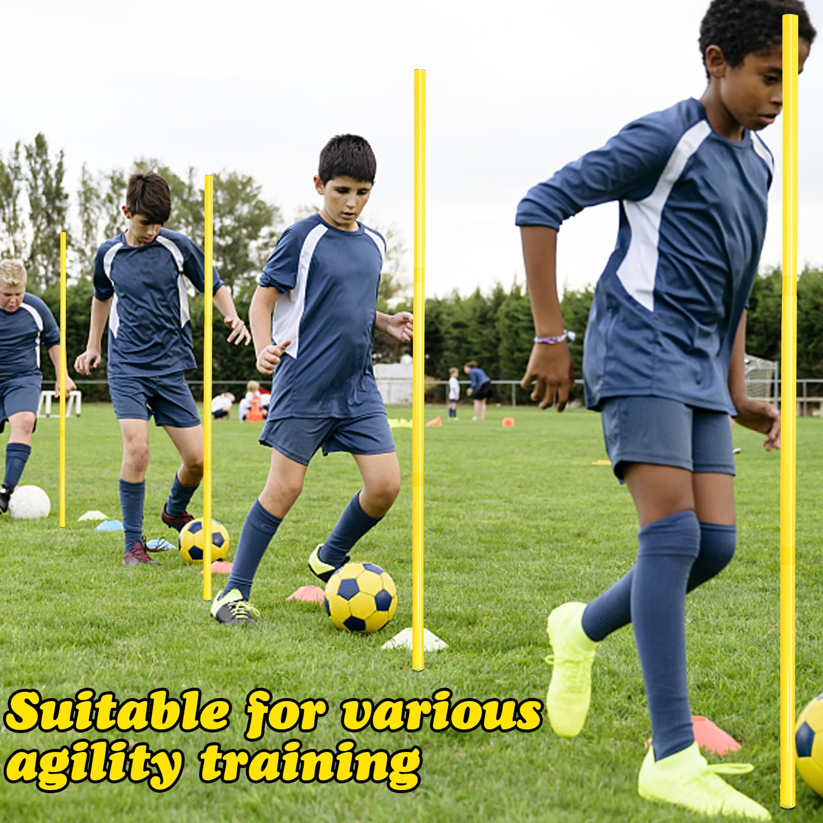 VAIPI 12 Pcs Sports Agility Poles Soccer Training Poles Speed Training ...