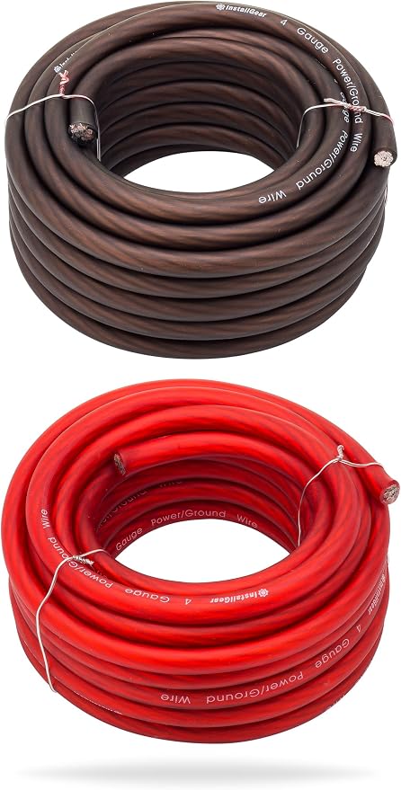 InstallGear 4 Gauge AWG CCA Power Ground Wire Cable (50ft Black & Red ...
