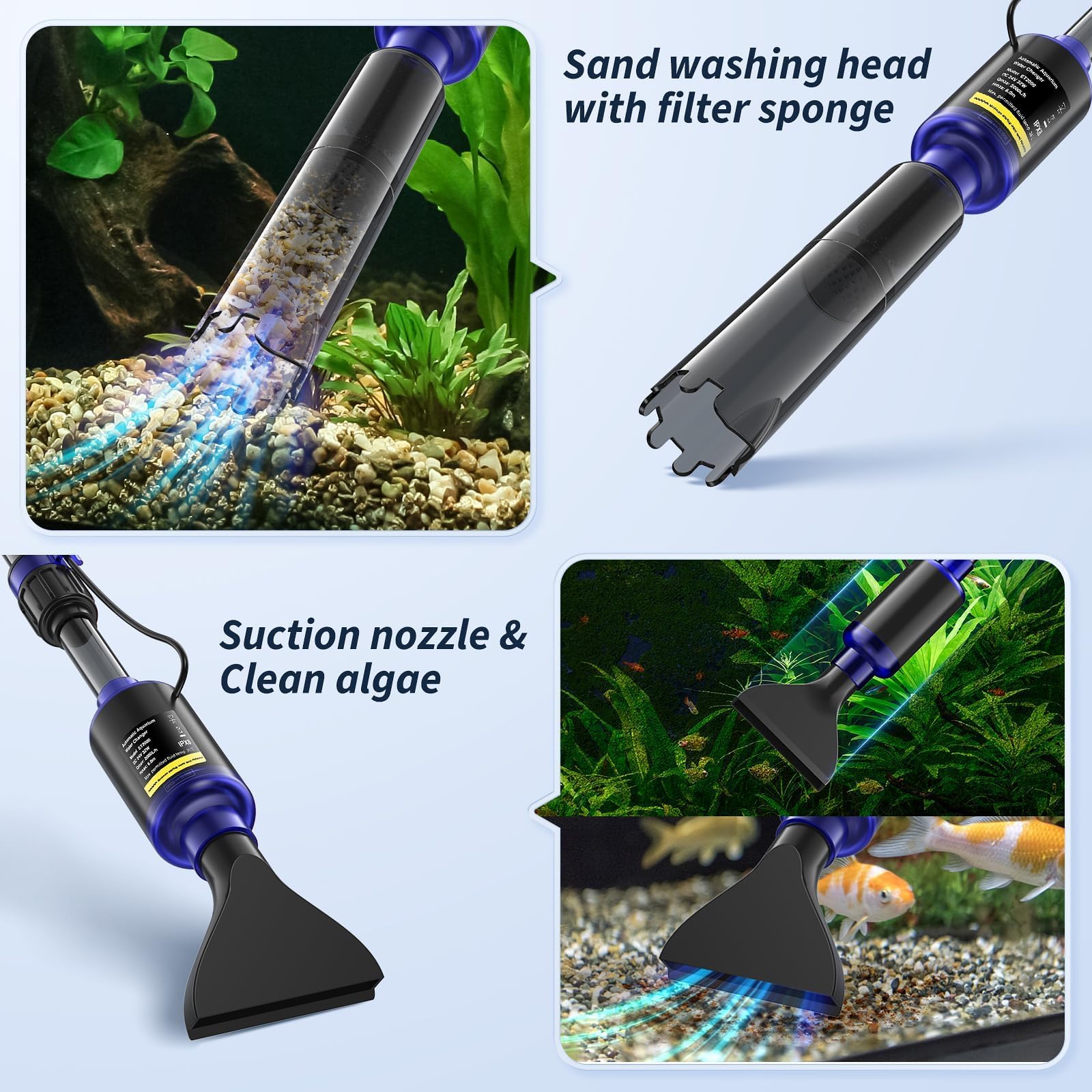 Snapklik.com : Fish Tank Cleaner - Aquarium Gravel Cleaner, 530GPH/32W ...