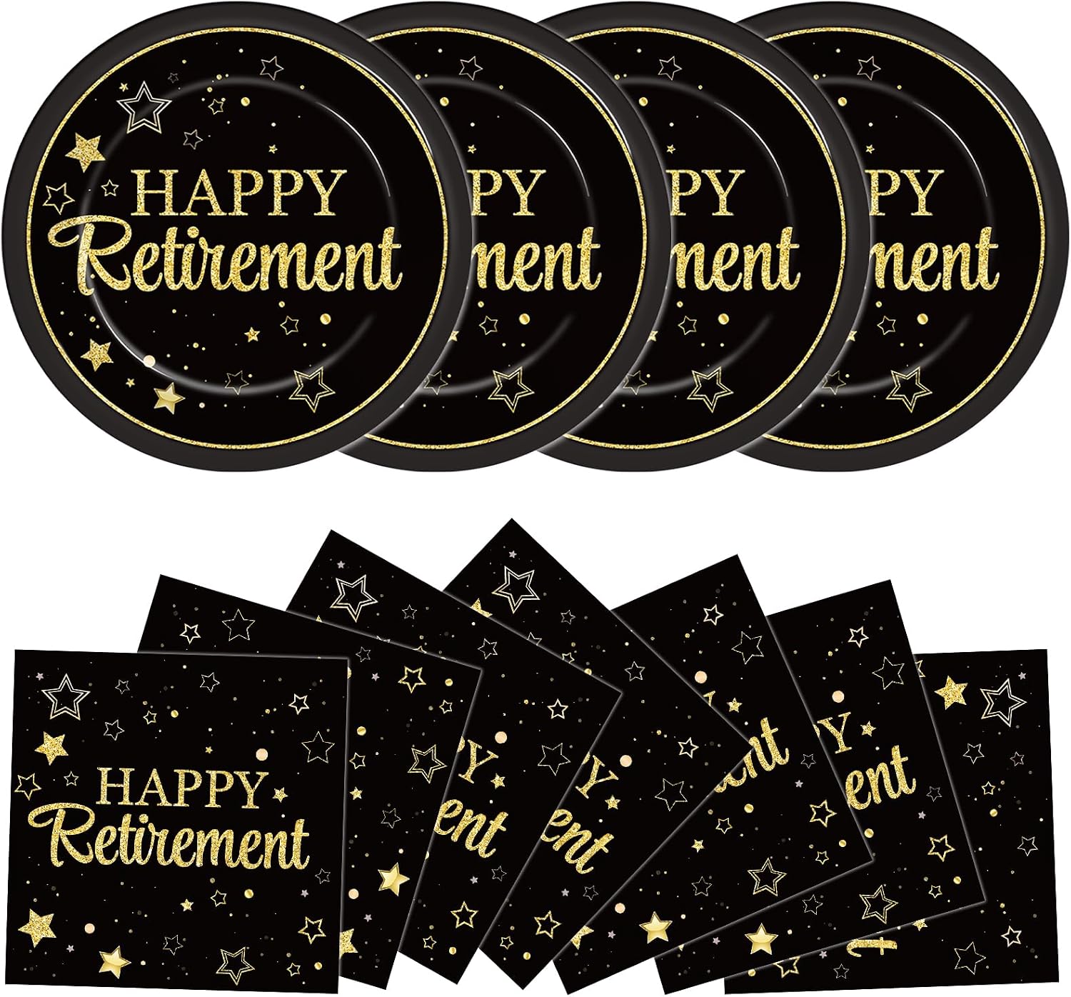 Amazon.com: 48Pcs Happy Retirement Paper Plates and Napkins Retirement ...