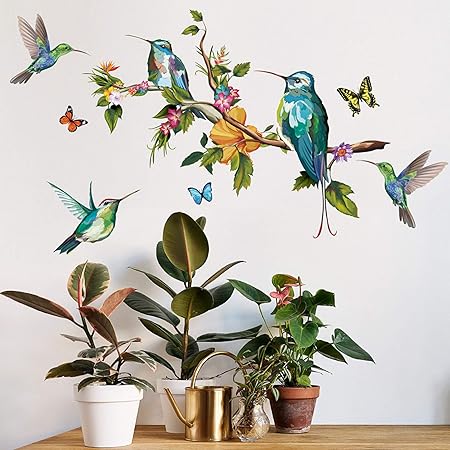 Hummingbirds Wall Decals Peel and Stick Birds Vinyl Wall Stickers ...