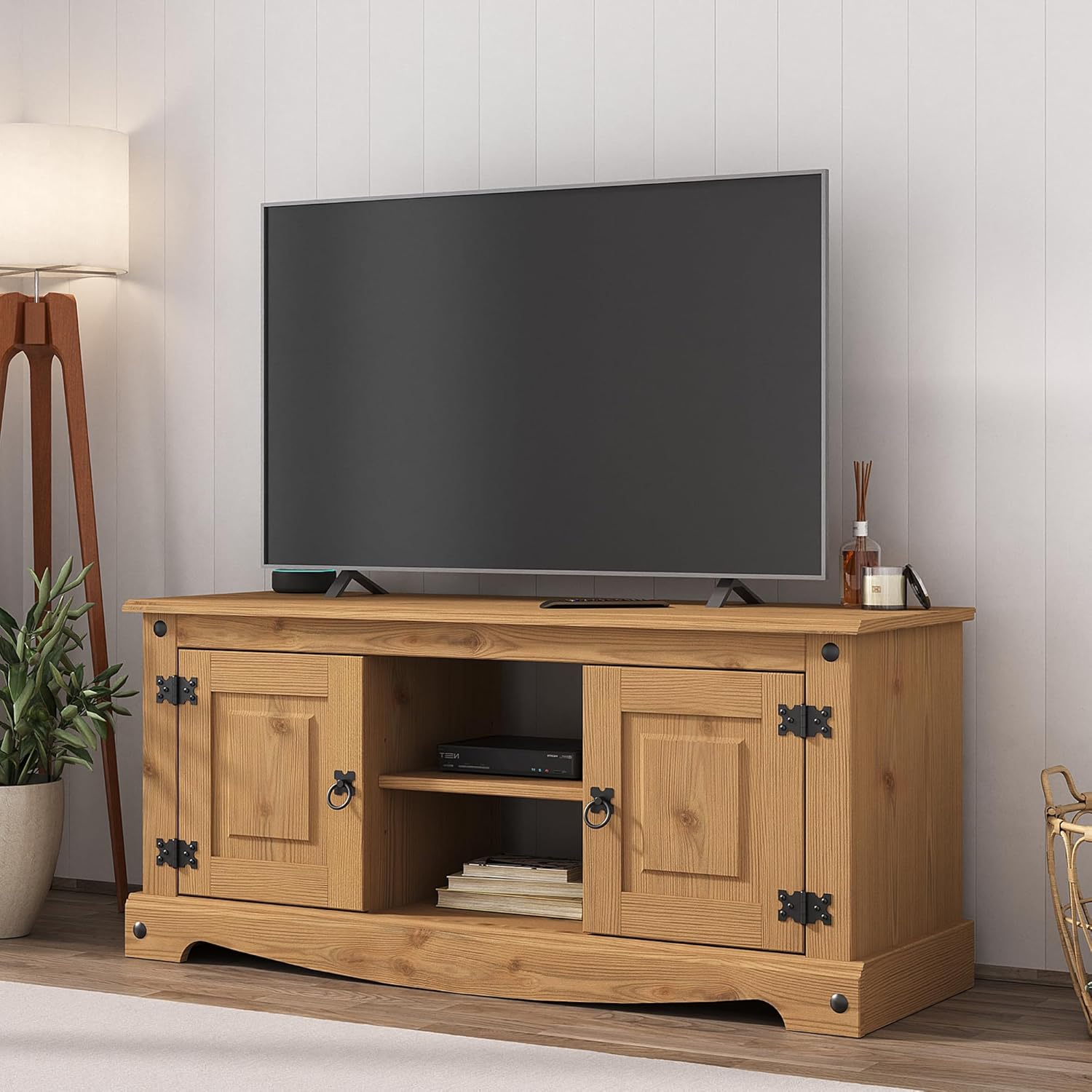 Mews Corona TV Stand Flat Screen Entertainment Unit Solid Pine 2 Door ...