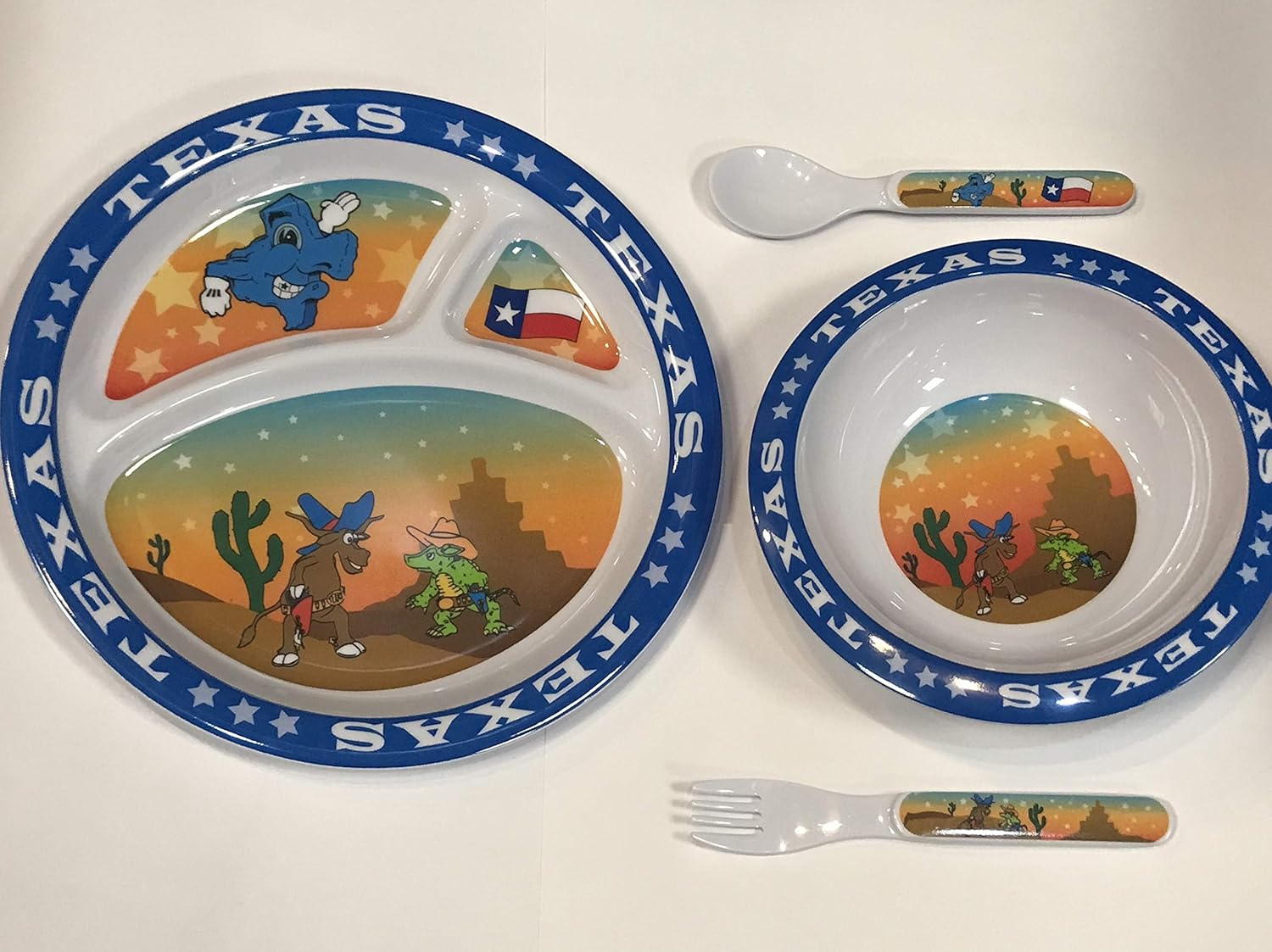 Amazon.com: Texas Souvenir Kid’S Bowl, Plate, Spoon and Fork 4 PCS Set ...